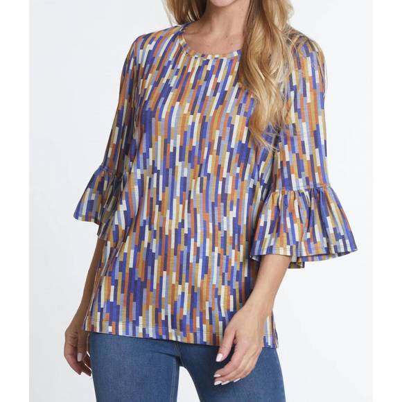 Multiples | Tops | New Multiples Flounce Sleeve Broken Line Top In ...